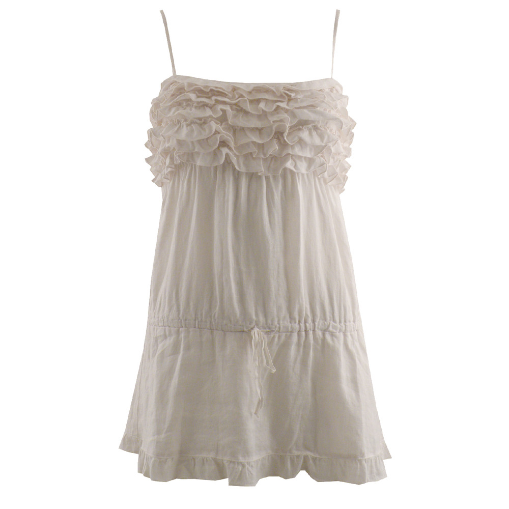 120% lino Ruffle Cami in Cream
