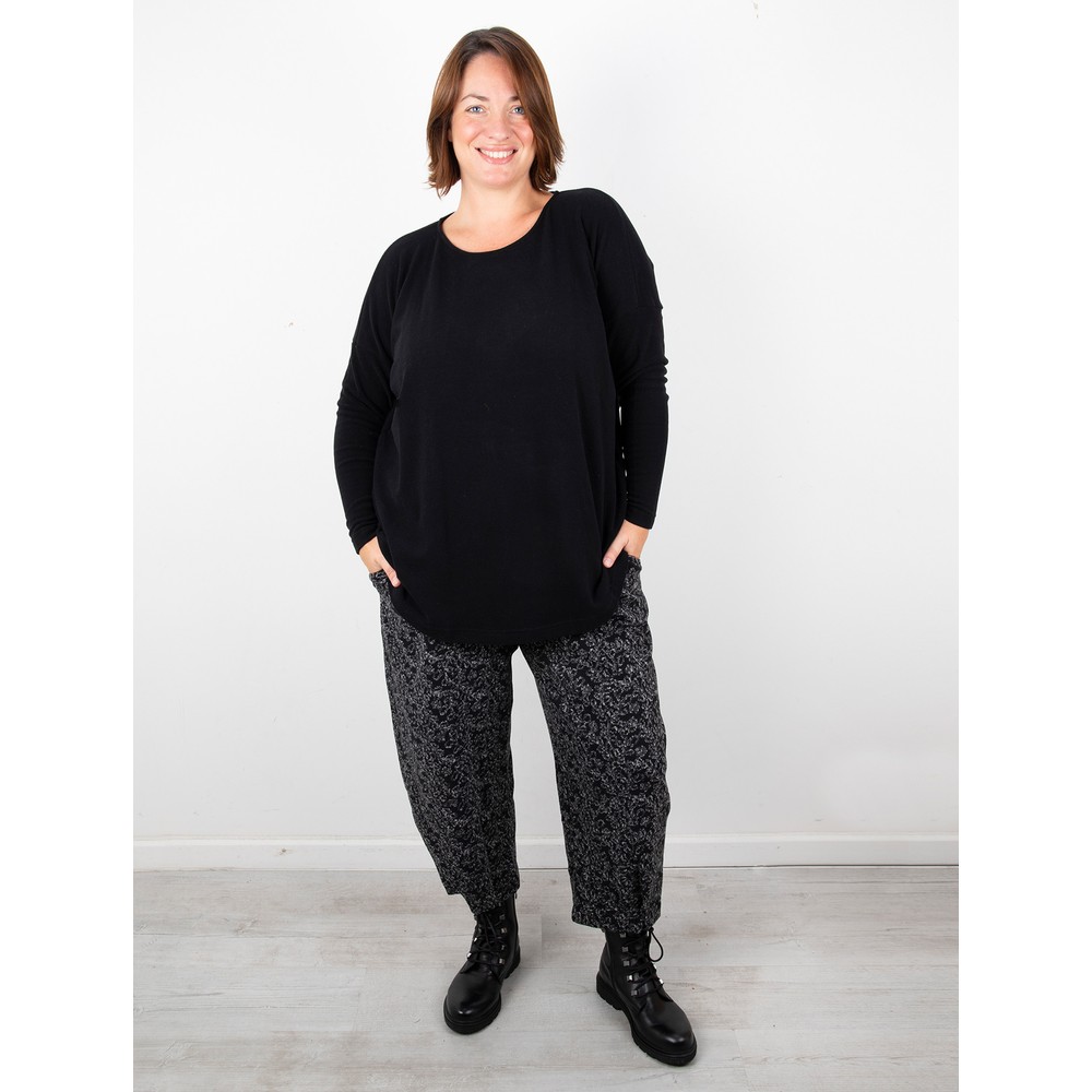 Mama B Bianco J Fiore Jacquard Trouser in Nero