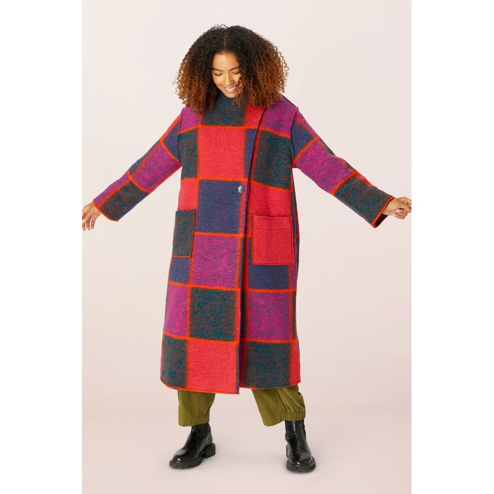 Sahara Chess Wool Coat in Multi