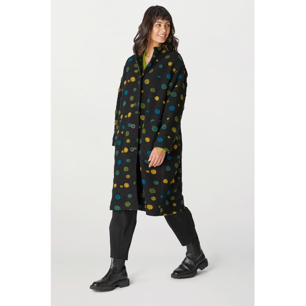 Sahara Fuzzy Dot Felt Coat in Black / Multi