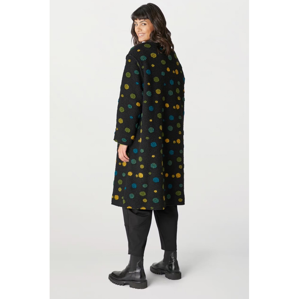 Sahara Fuzzy Dot Felt Coat in Black / Multi