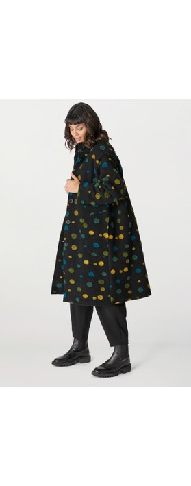 Sahara Fuzzy Dot Felt Coat in Black / Multi