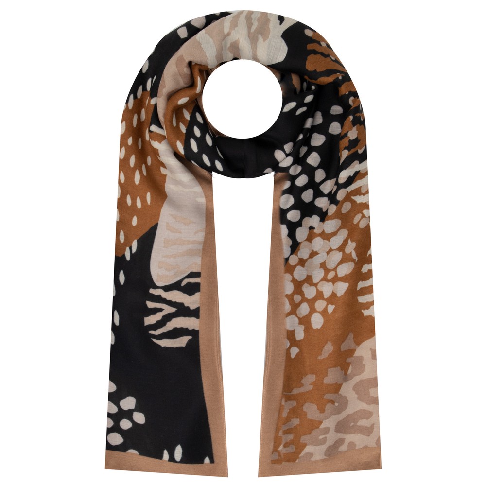 Gemini Label Accessories Safari Print Scarf in Camel
