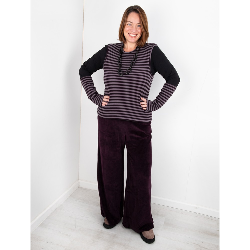Mama B Cher Stripe Fleece Vest in Radicchio / Lavanda Riga