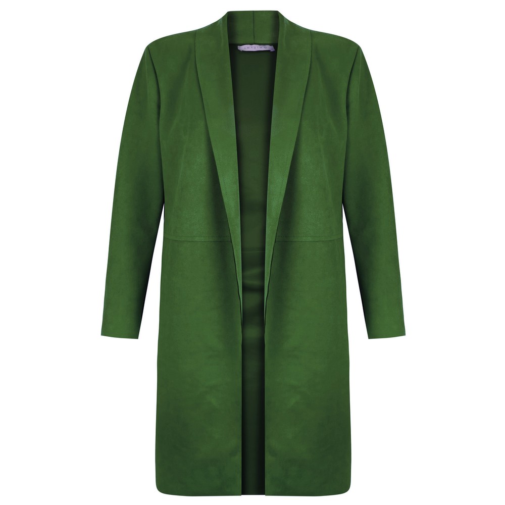 Amazing Woman Heidi Plain Sueded Coat in Green