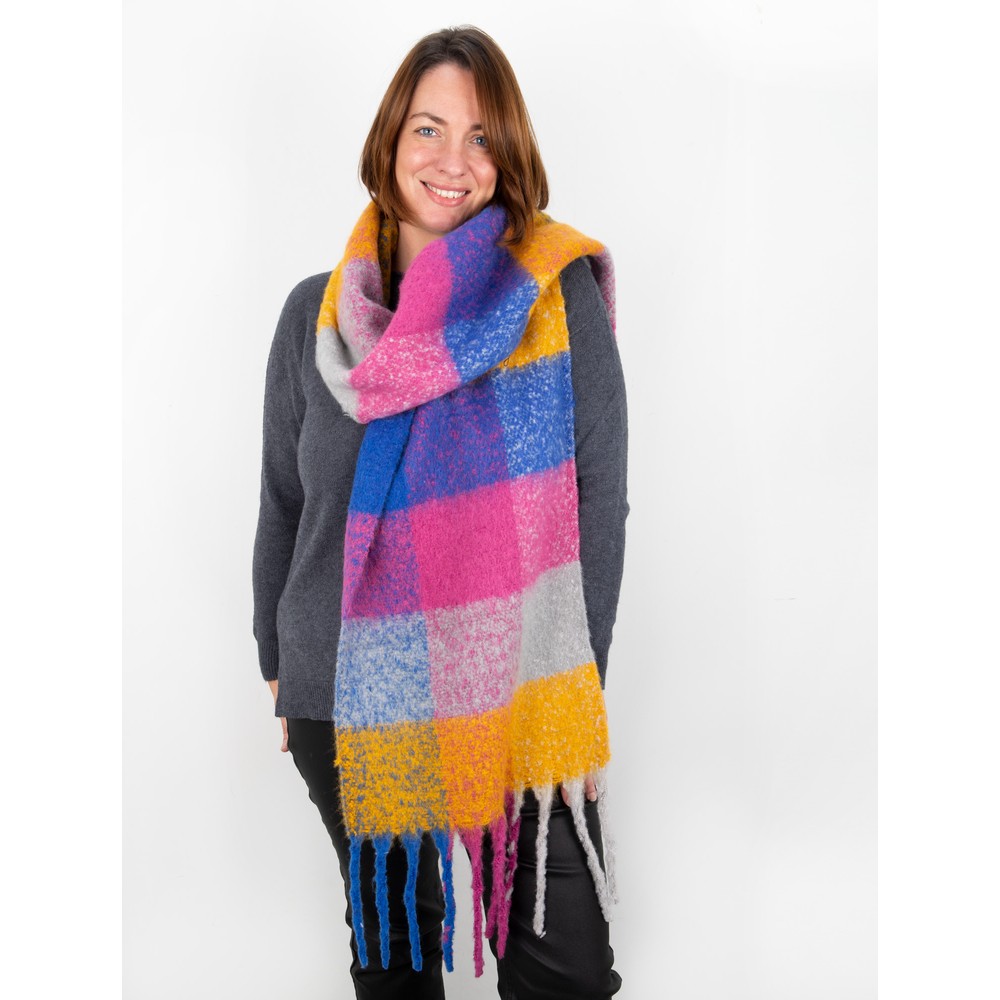 Gemini Label Accessories Bright Check Scarf in Bright Multi