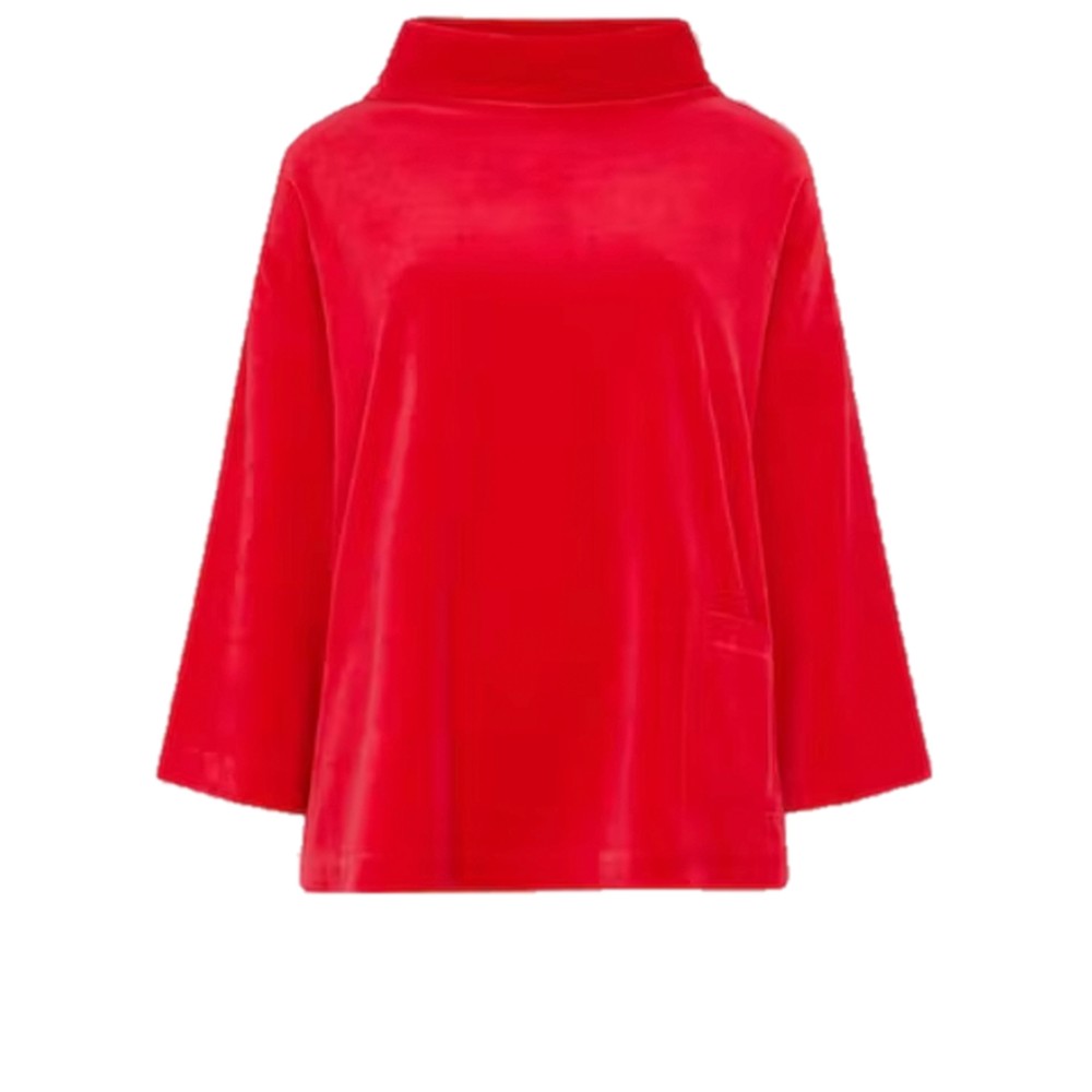 Sahara Velvet Jersey Cowl Neck Top in Scarlet