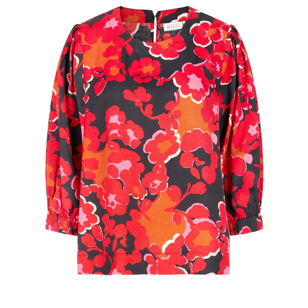 Masai Clothing Brisa Floral Print Top in Tango Red