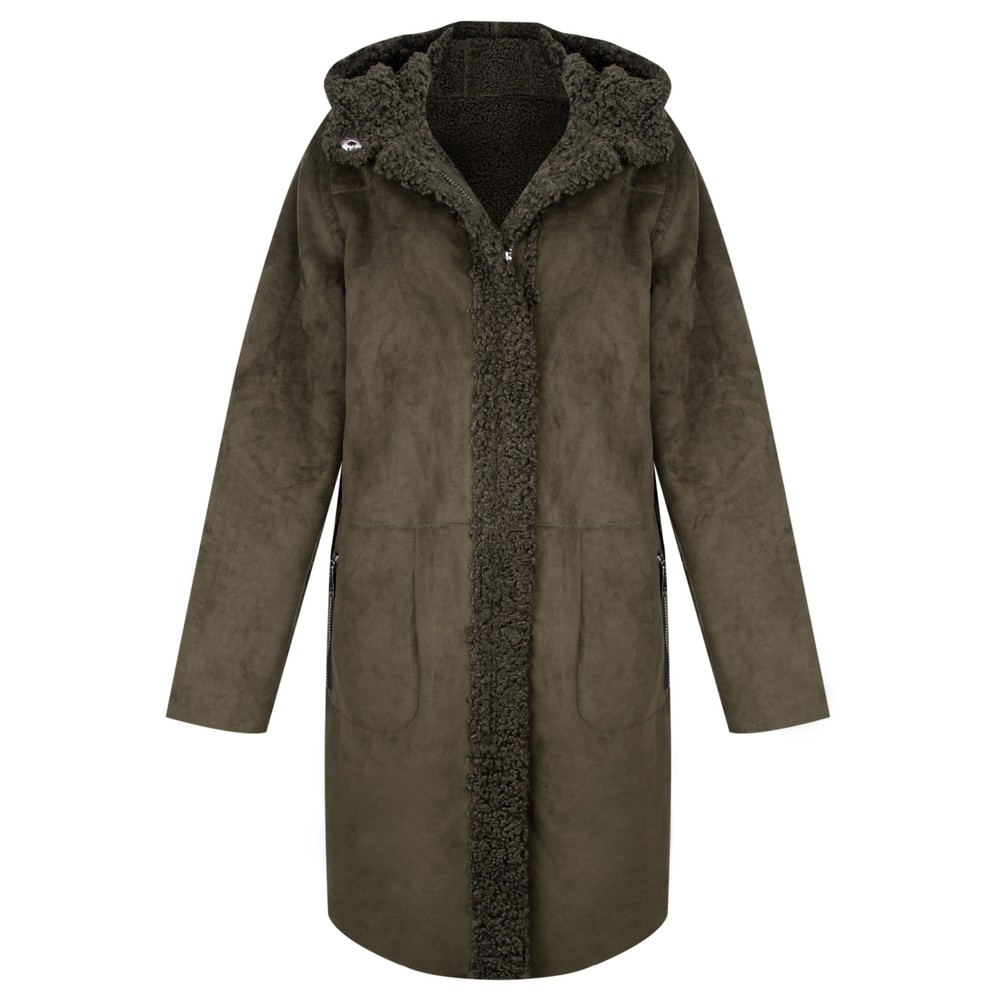 Frandsen Lotta Reversible Coat in Dark Olive