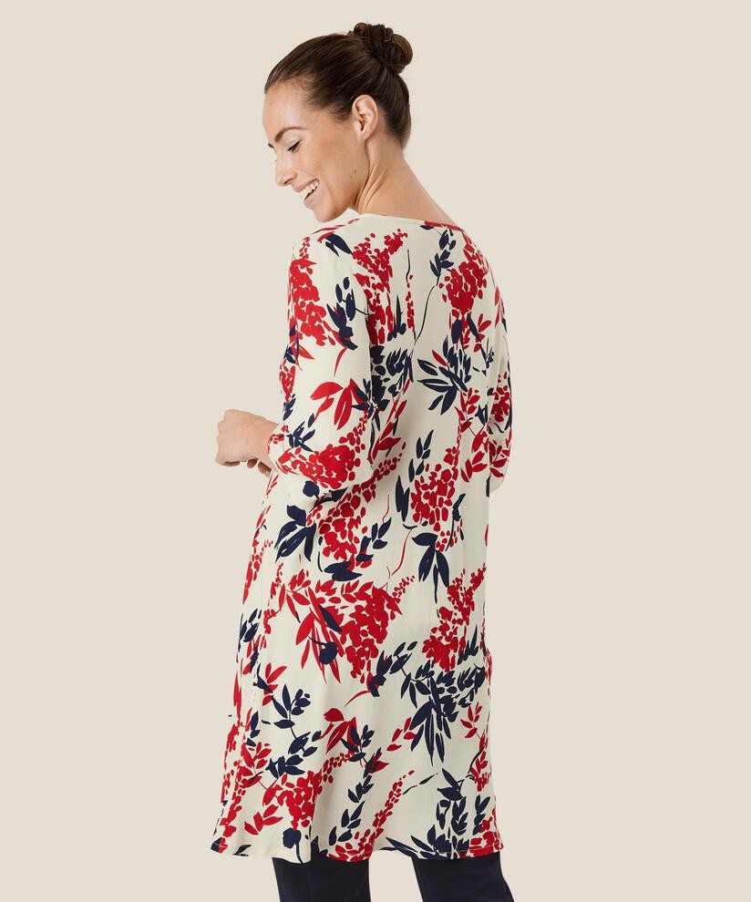 Masai Clothing Vala Floral Print Tunic Dress in Whitecap