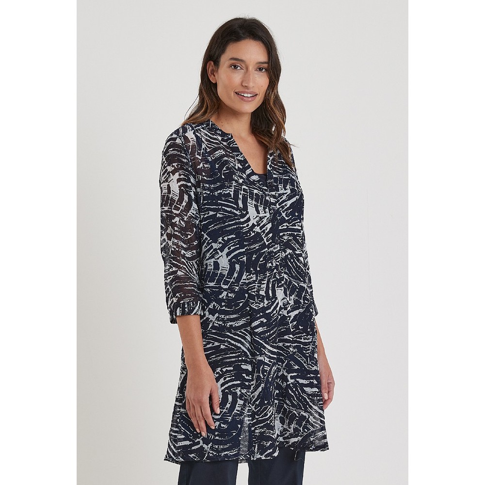 Adini Painters Palette Print Amber Tunic in Navy / Off White