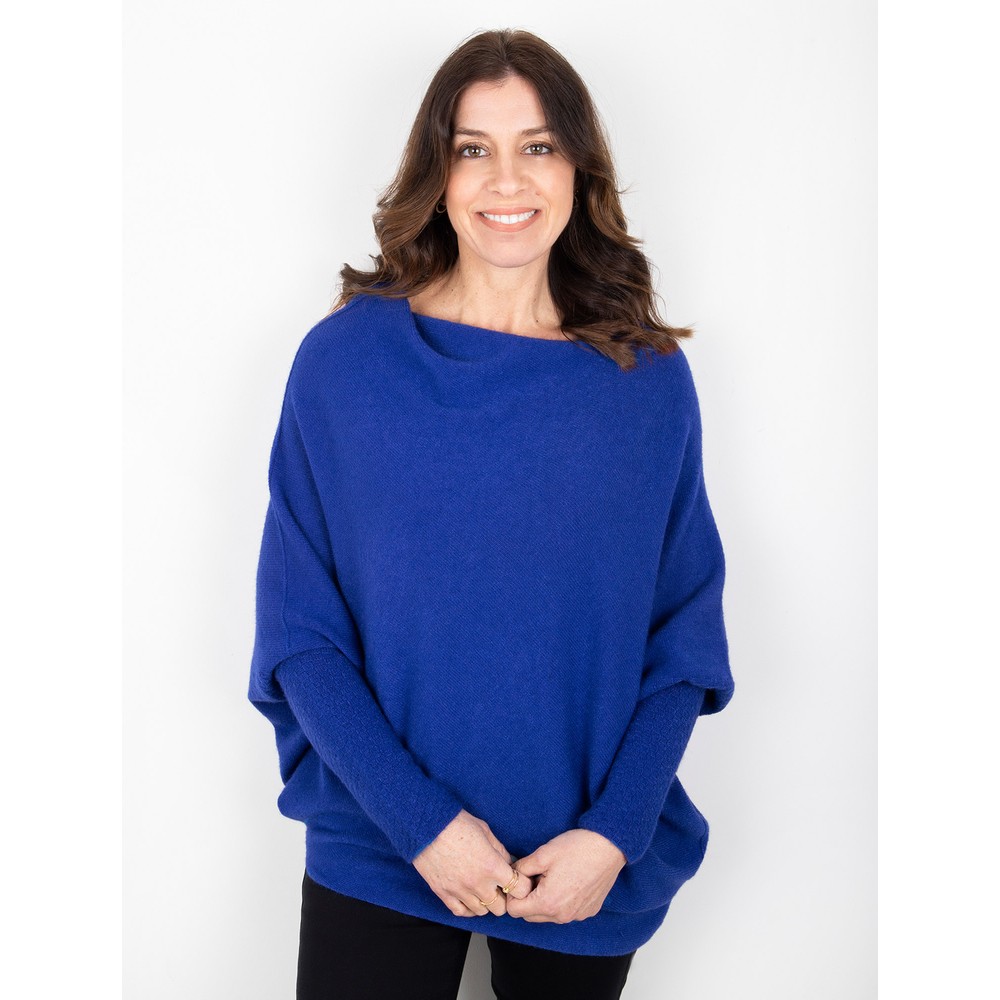 Amazing Woman Emilie Asymmetric Draped Jumper in Blusa Blue