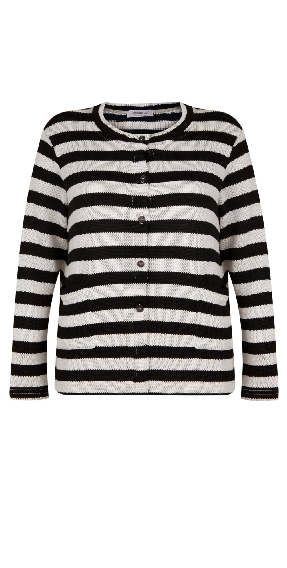 Mama B Matita Nero & Latte Stripe Cardigan in Nero / Latte