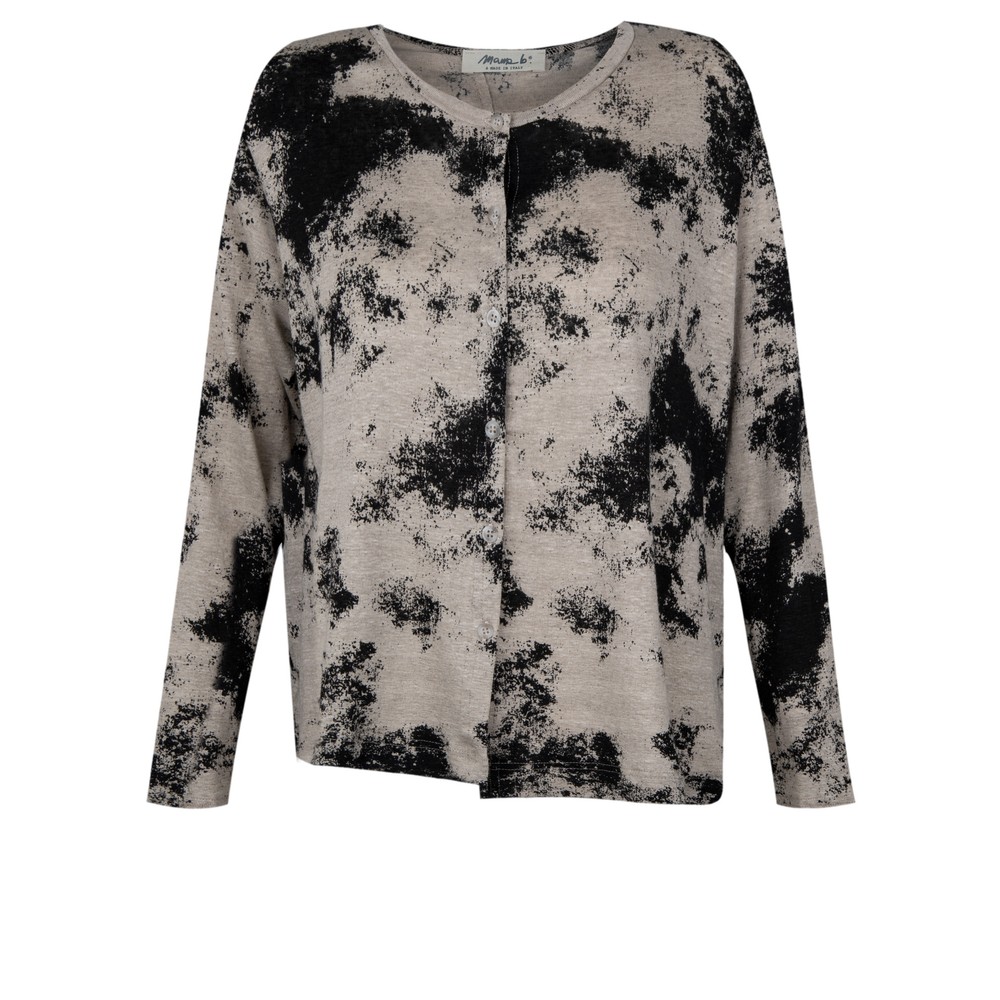 Mama B Crema Nero Printed Cardigan in Nero