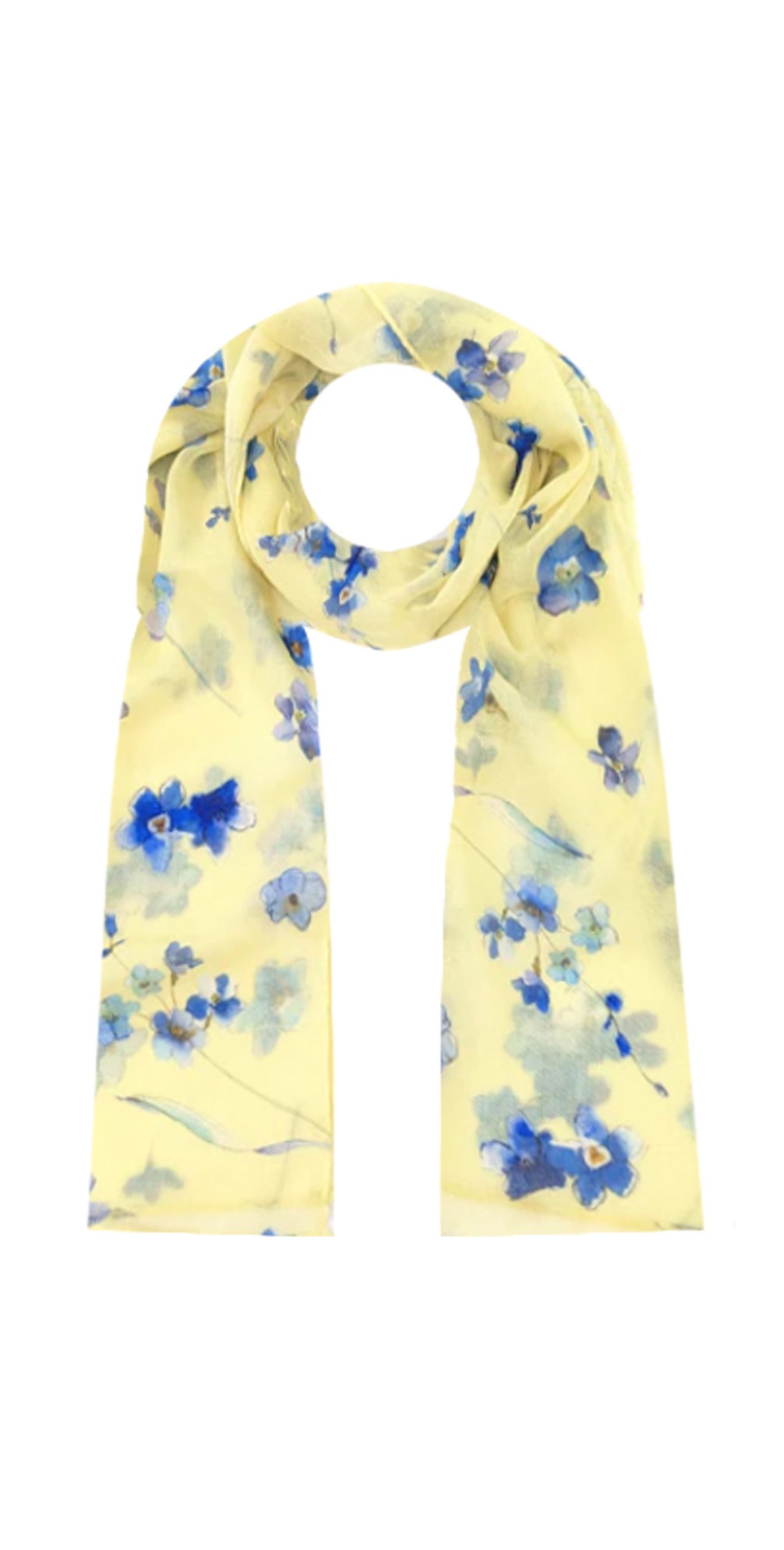 Black Ginger Forget Me Not Yellow Printed Scarf in Forget Me Not Yellow