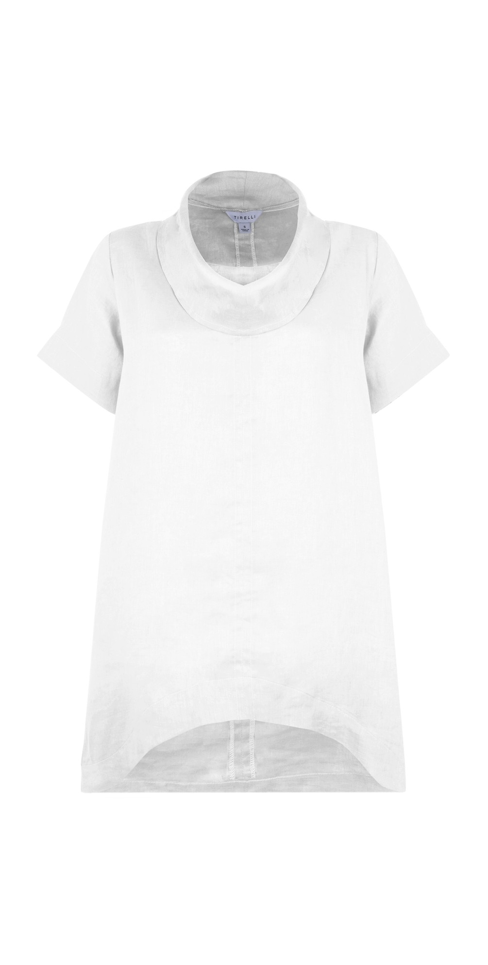 Tirelli Funnel Neck White Linen Tunic in White
