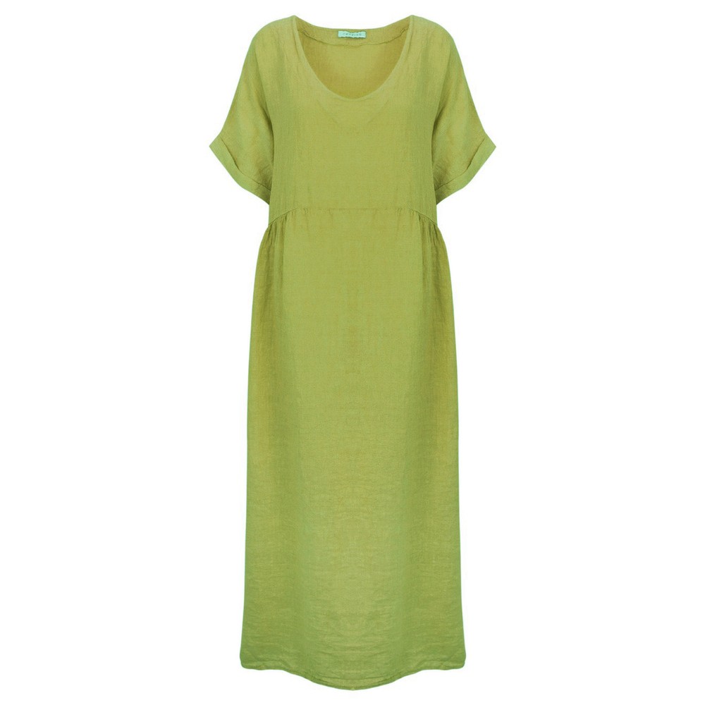 Amazing Woman Tesa Green Anis Midi Linen dress in Green Anis