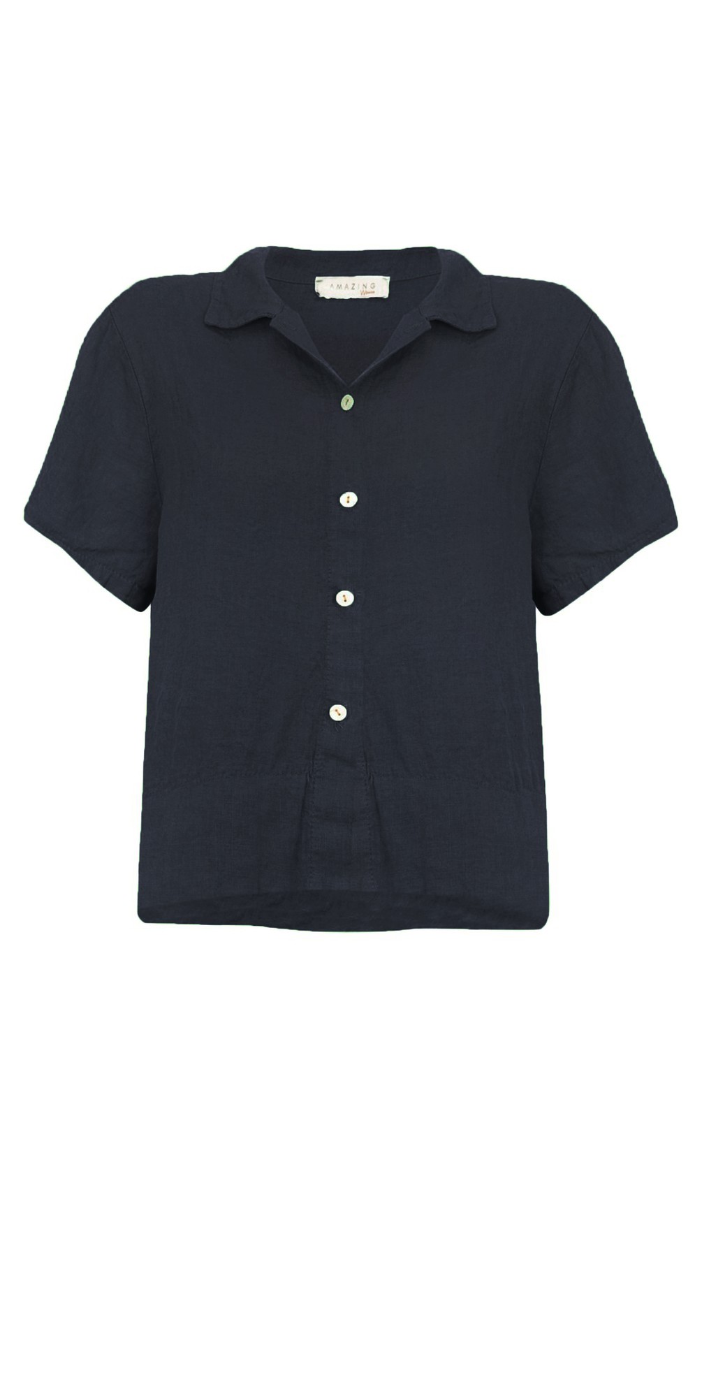 Amazing Woman Marilyn Bright Navy Boxy Linen Shirt in Bright Navy
