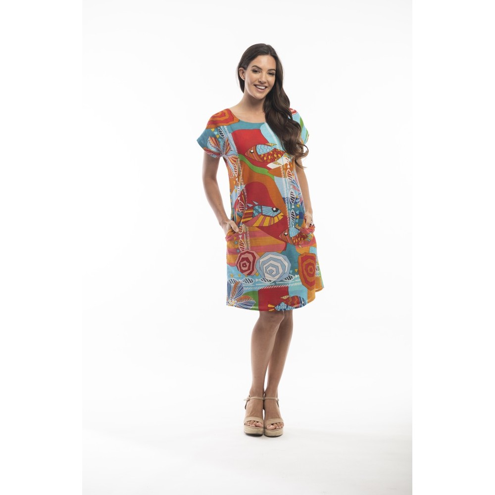 Orientique Oia Reversible Dress in Multi Bright