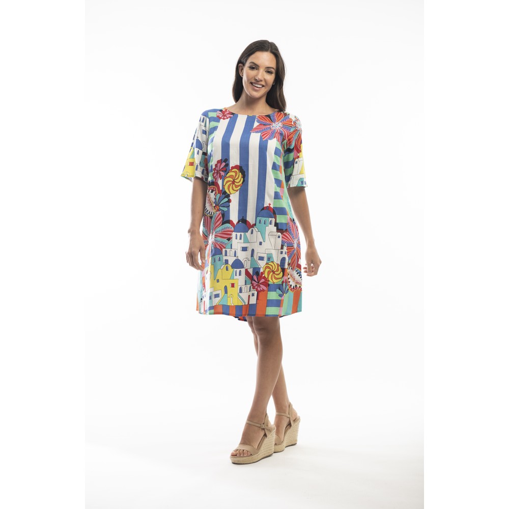 Orientique Oia Reversible Dress in Multi Bright