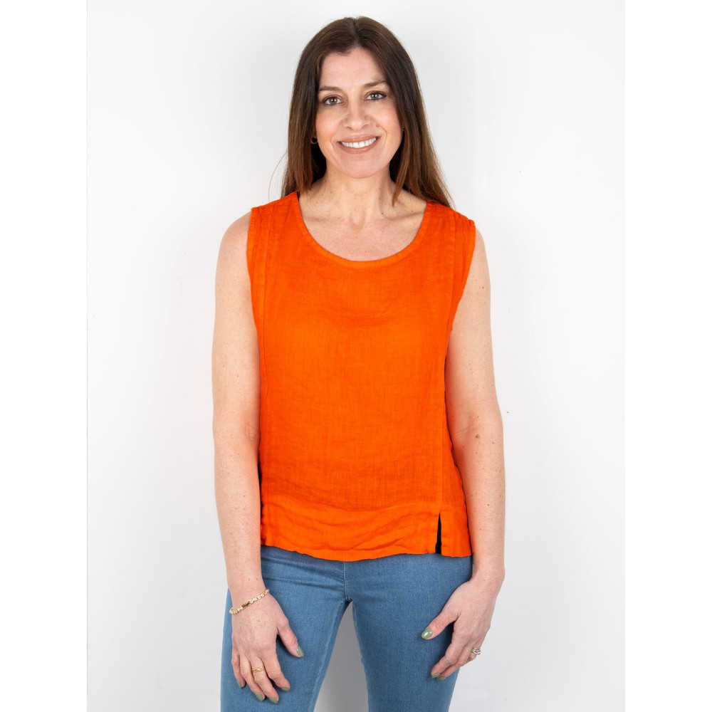 Amazing Woman Lucie Linen Top in Orange
