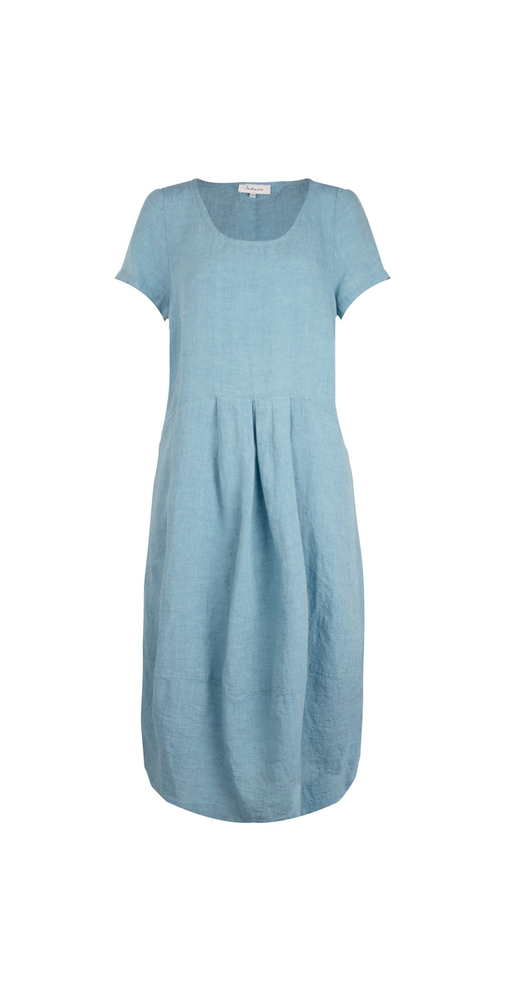 Sahara Cross Dye Linen Bubble Dress in Sky