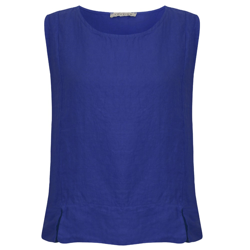 Amazing Woman Lucie Royal Blue Linen Top in Royal Blue