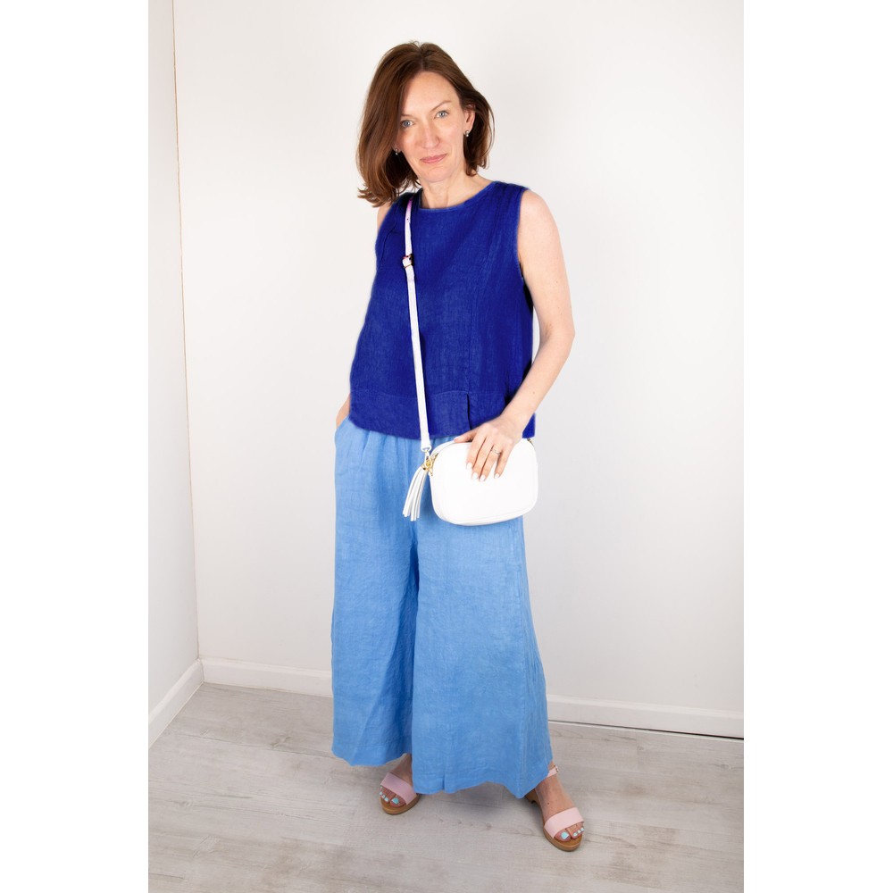 Amazing Woman Lucie Royal Blue Linen Top in Royal Blue