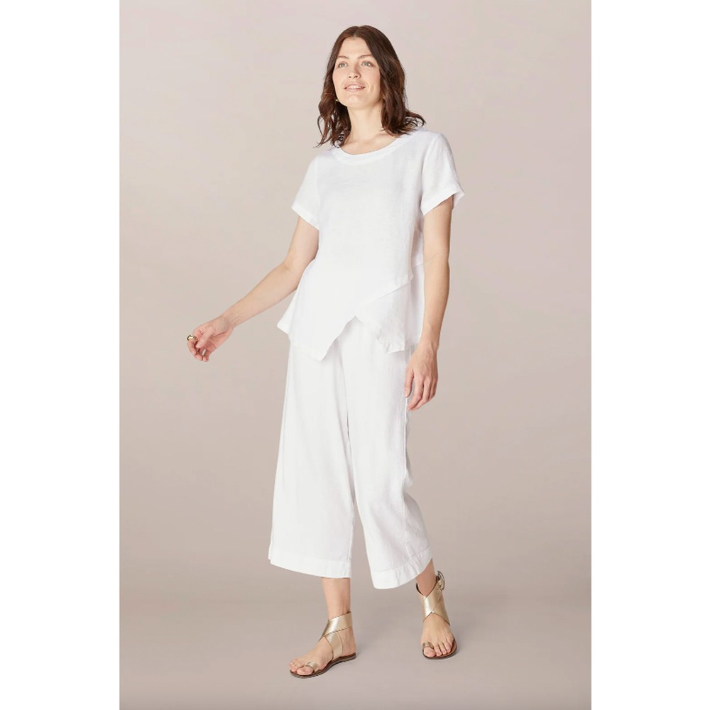 Sahara Twisted Linen Wide Leg Trouser in White