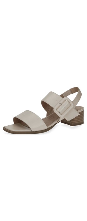 Caprice Footwear Siena Cream Perlato Leather Big Buckle Heeled Sandal ...