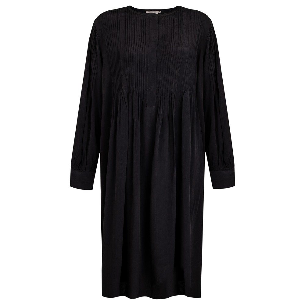 Masai Clothing MaNicol Black Pleated Viscose Dress in Black