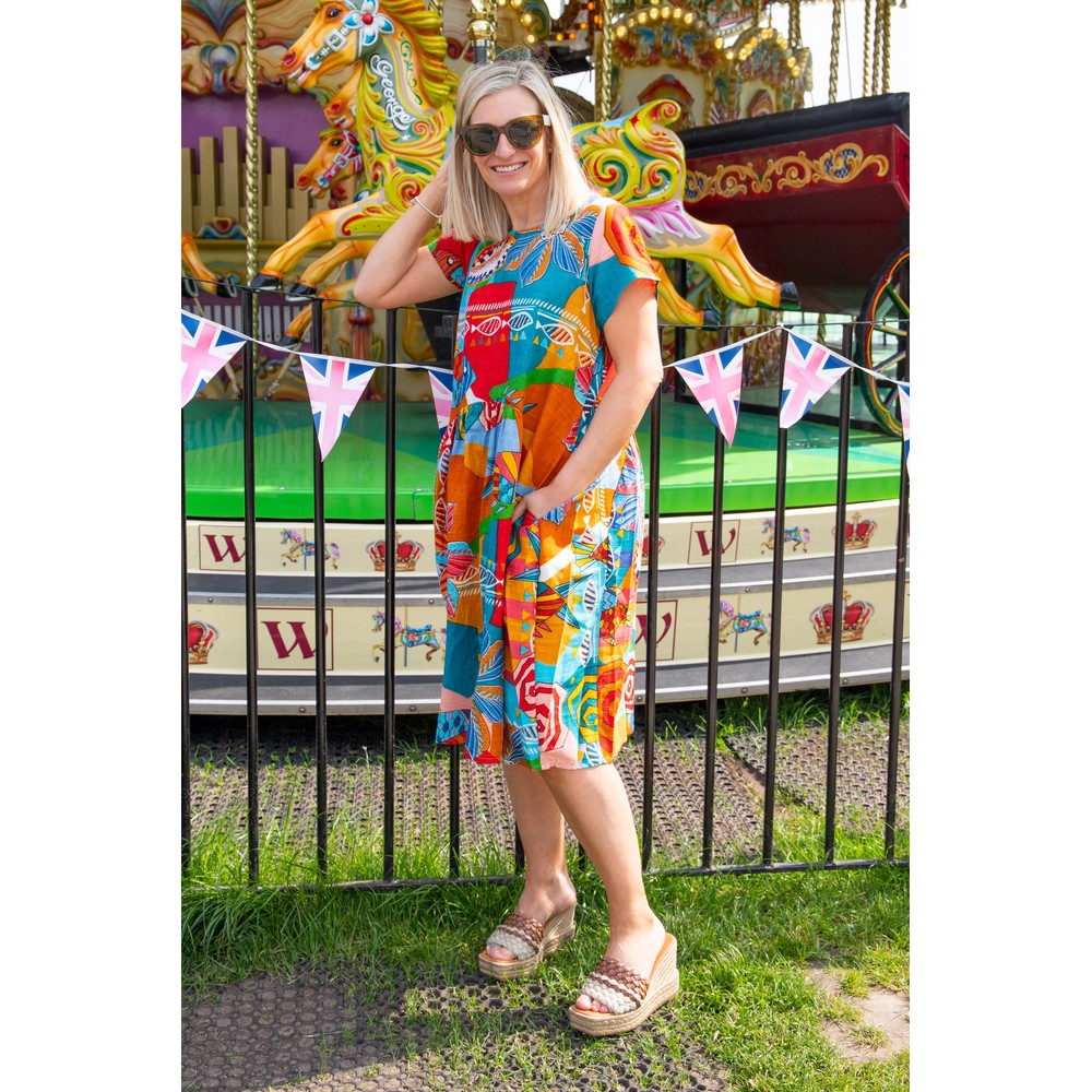 Orientique Oia Bubble Dress in Multi Bright