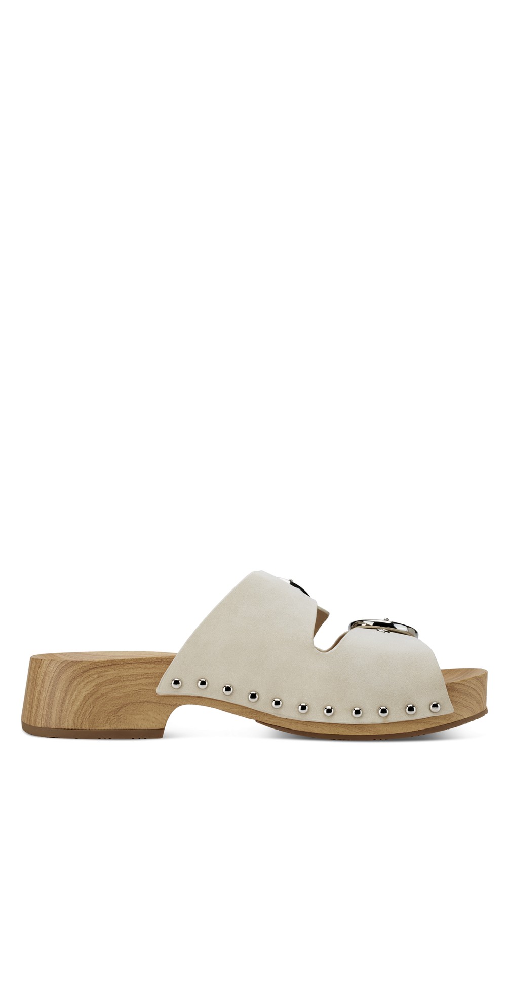 Tamaris Sacha Ivory Faux Suede Two Strap Clog in Ivory