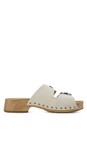 Tamaris Sacha Ivory Faux Suede Two Strap Clog in Ivory