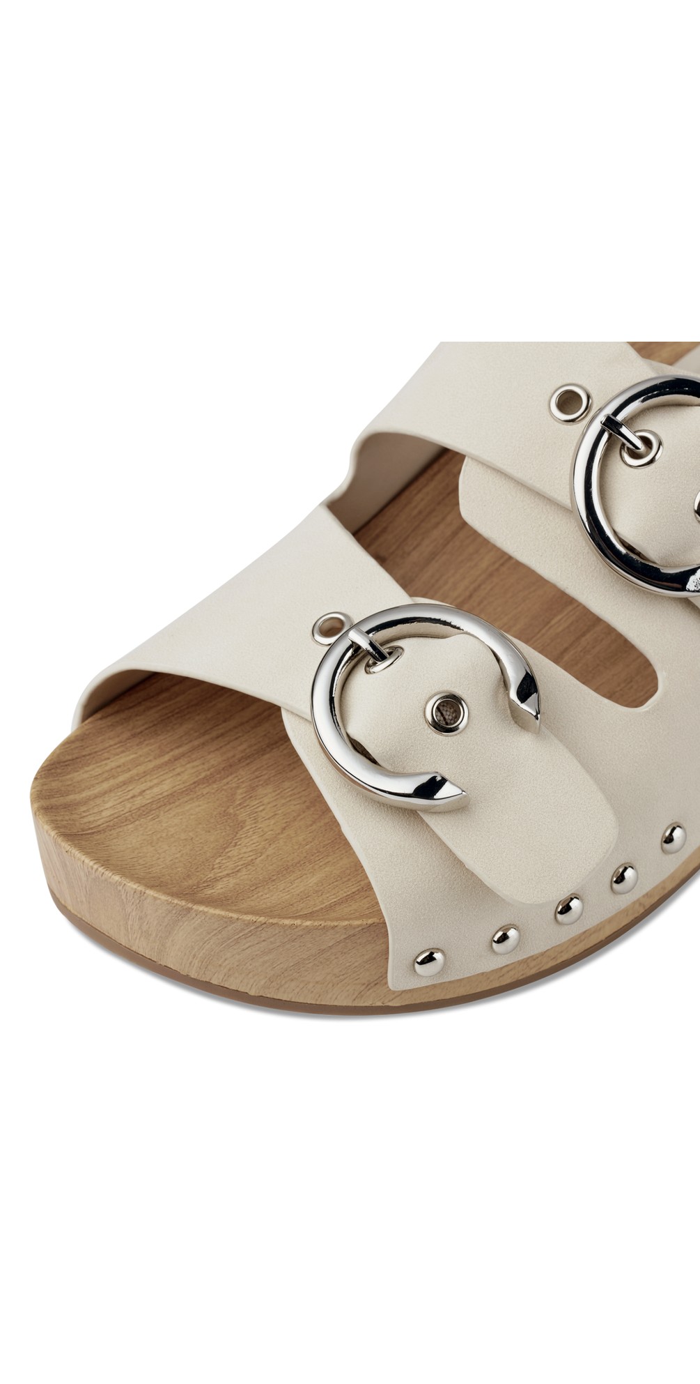 Tamaris Sacha Ivory Faux Suede Two Strap Clog in Ivory