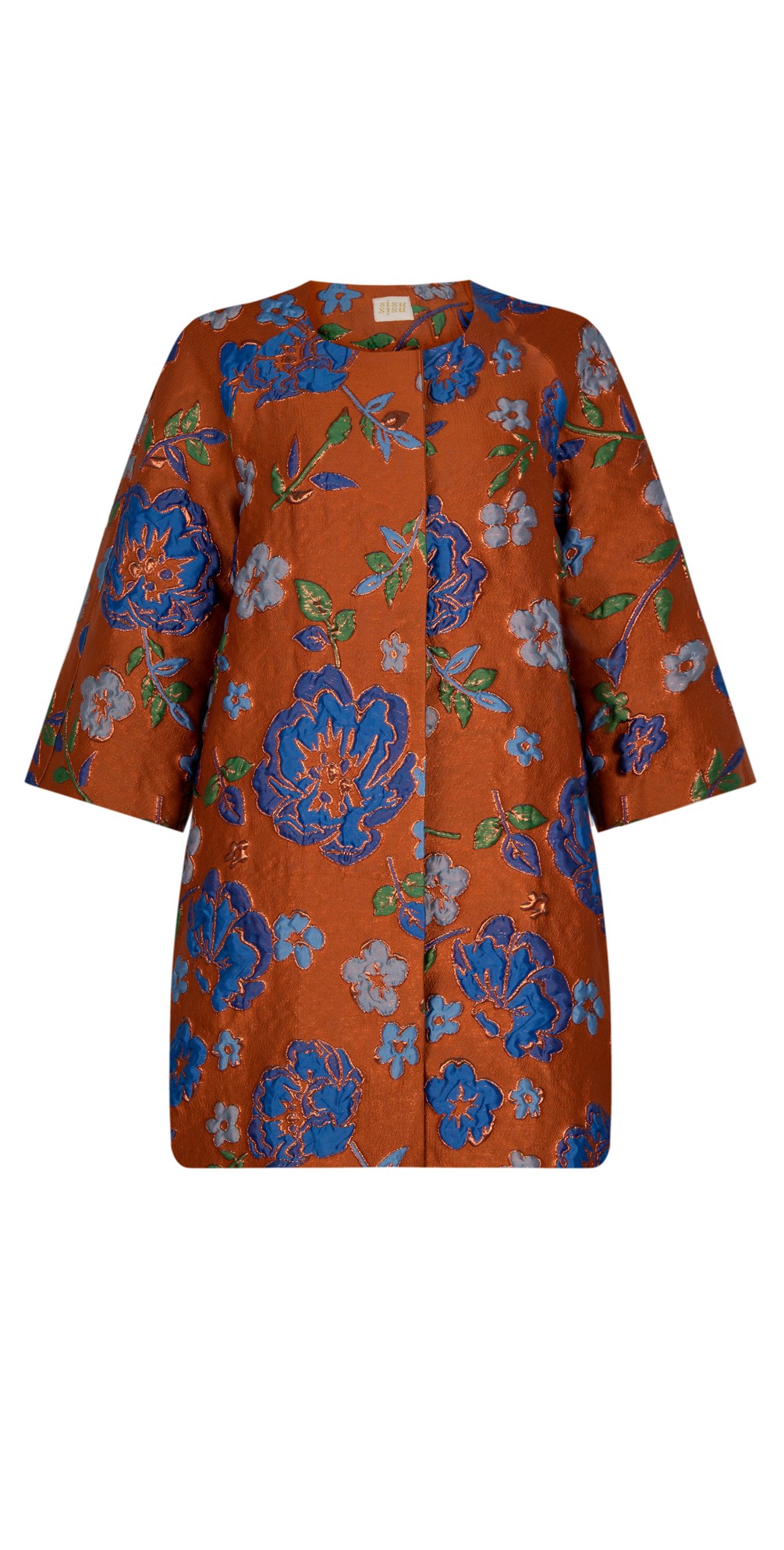 Sisu Sisu Copper Brocade Jacket With Round Neckline And All-over ...