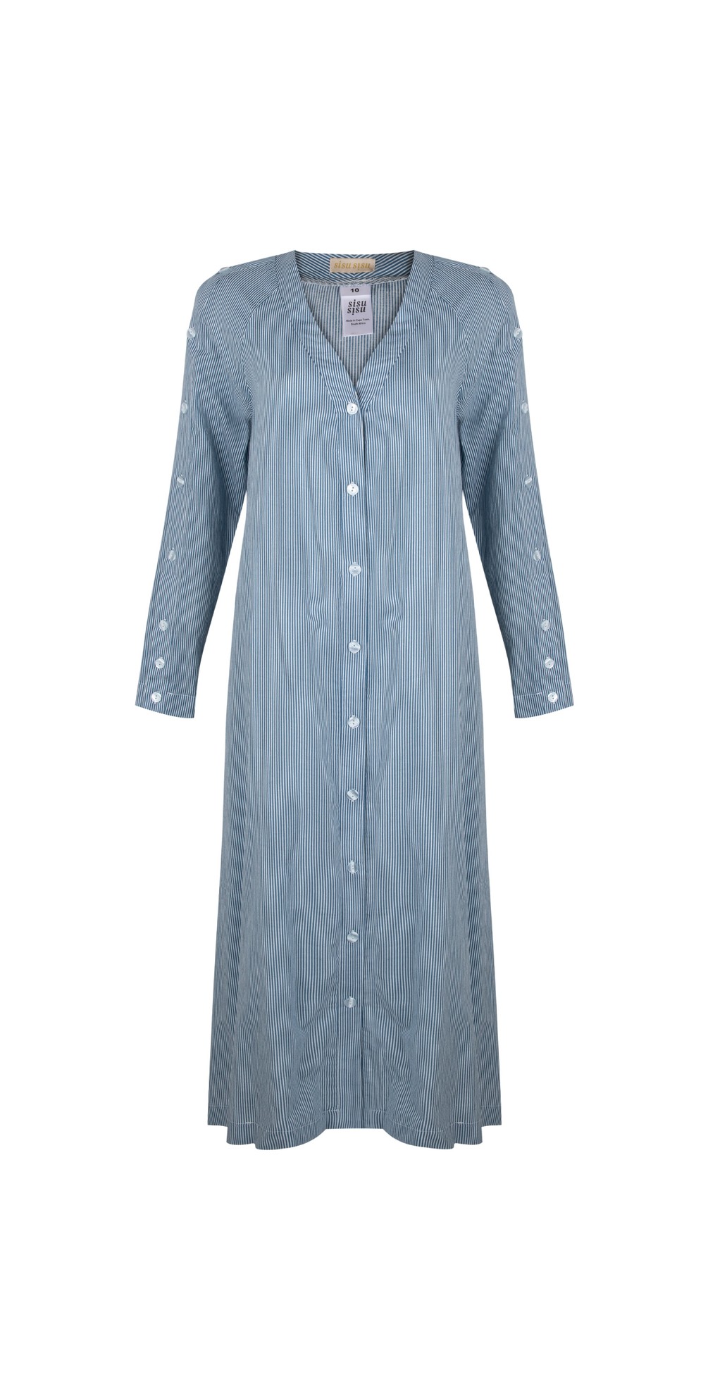 Sisu Sisu Blue Stripe Button Side Slit Tunic in Blue