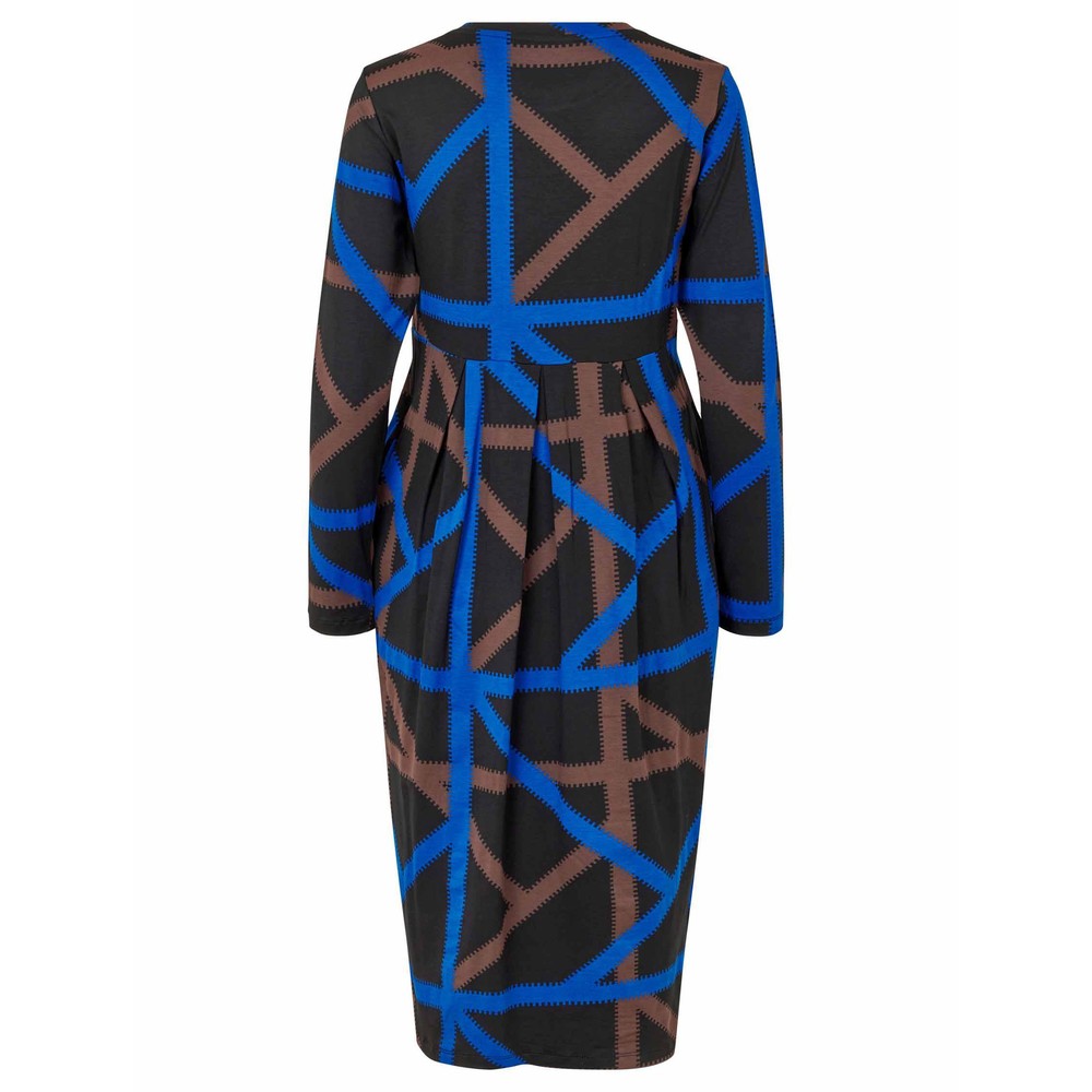 Masai Clothing MaNamo Geometric Lines Print Dress in Surf The Web
