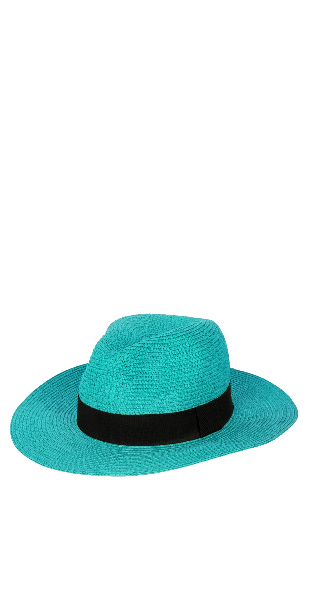 Black Ginger Panama Turquoise Folding Hat in Turquoise