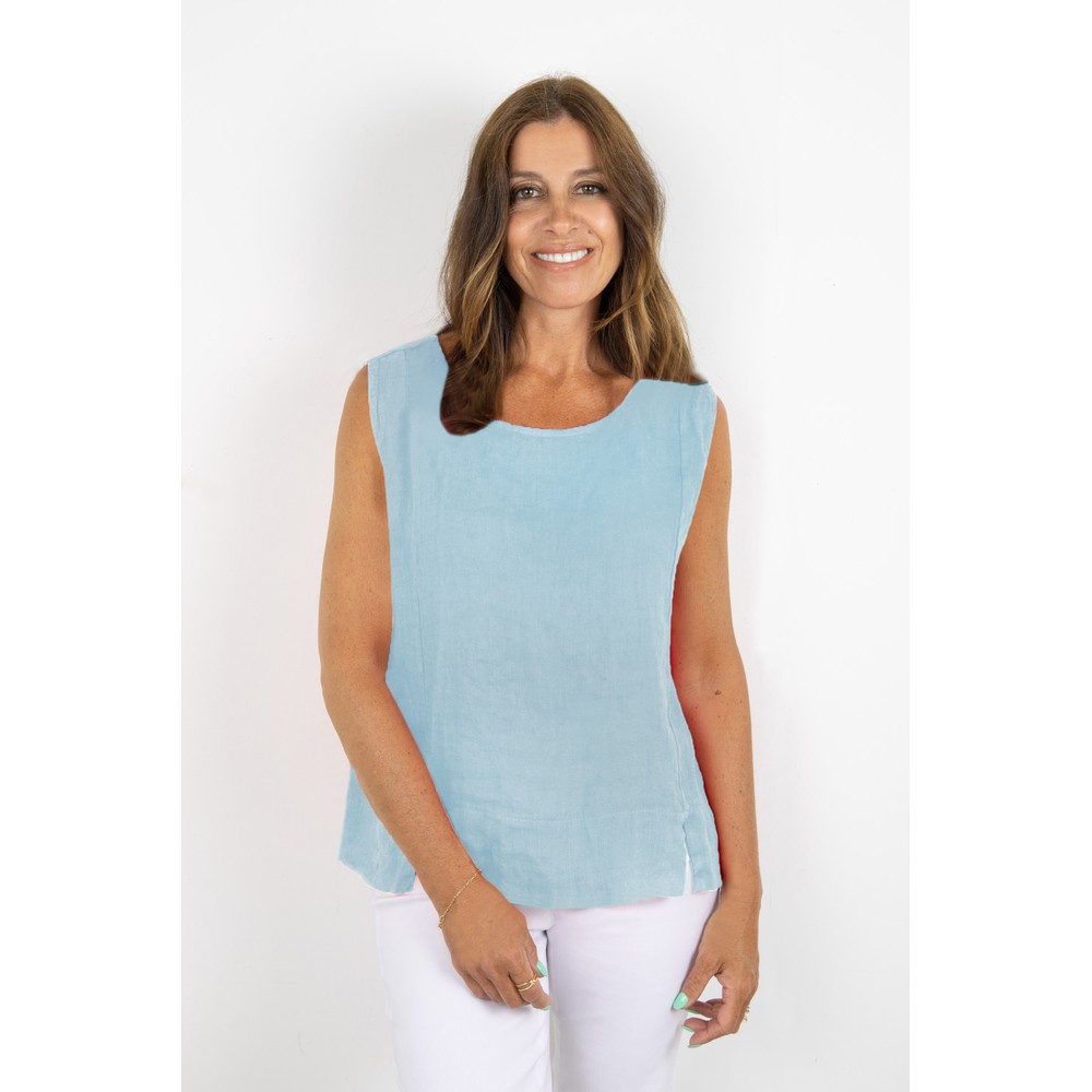 Amazing Woman Lucie Ice Blue Linen Top in Ice Blue