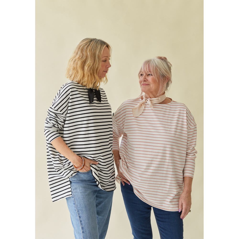 Chalk Bryony X Dusky Pink Stripe Top in Dusky Pink / White