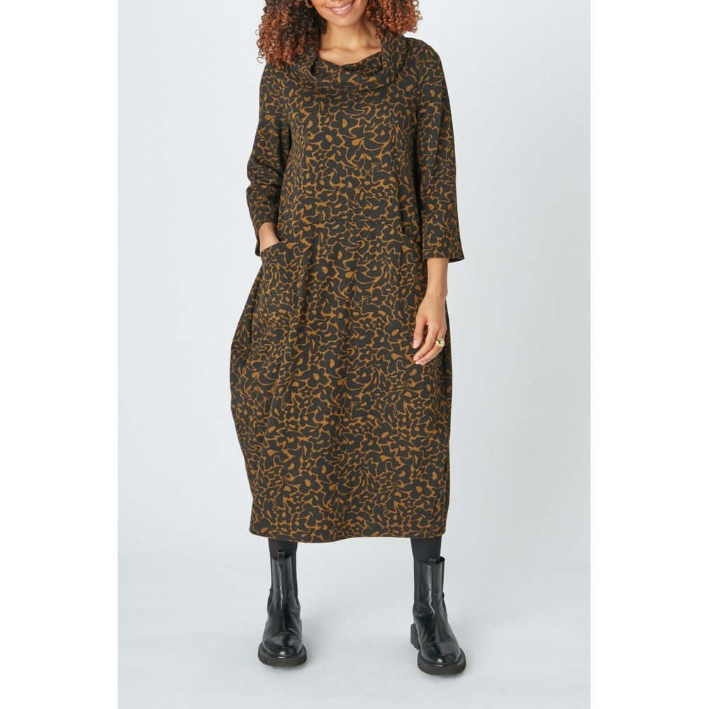 Sahara Jacquard Floral Bubble Dress in Dijon / Black