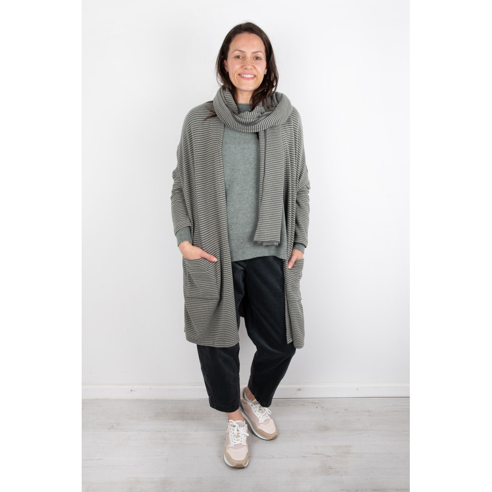 Mama B Soufle R Micro Stripe Fleece Cardigan in Linfa