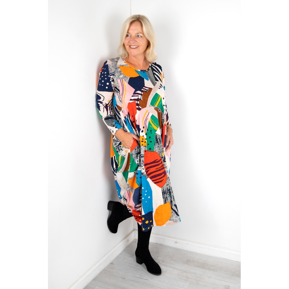 Orientique Calypso Print Bubble Dress in Calypso Multi