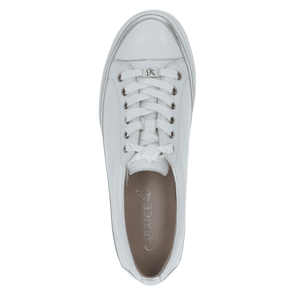 Caprice Footwear Louisa White Leather Trainer Shoe in White