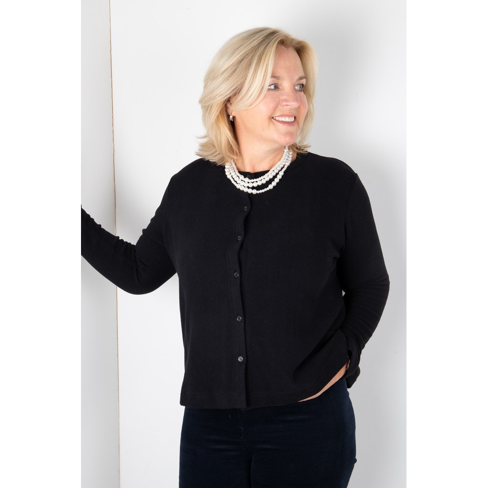 Mama B Cardedu U Nero Plain Fleece Cardigan in Nero