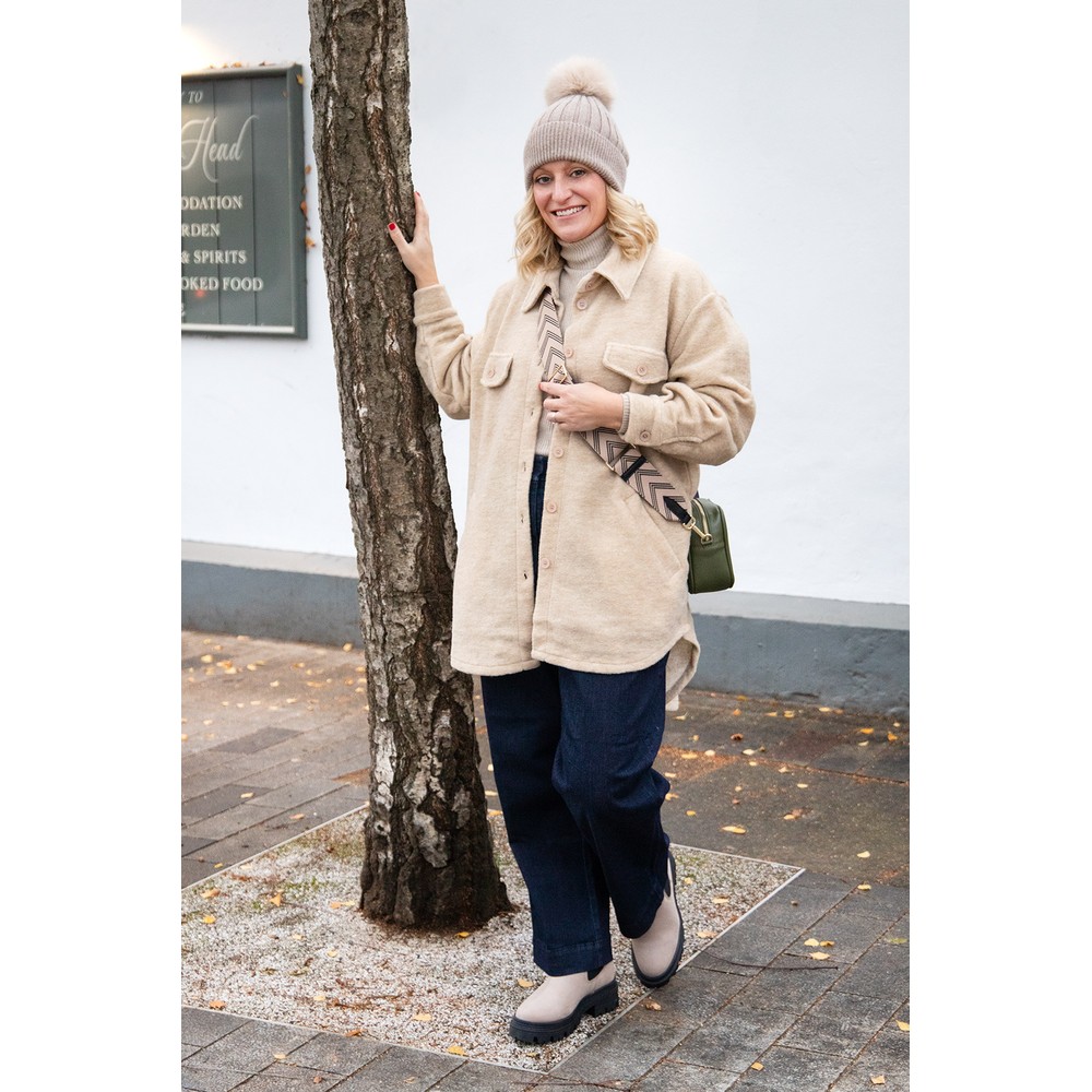 Amazing Woman Montreux Boiled Wool Shacket in Beige