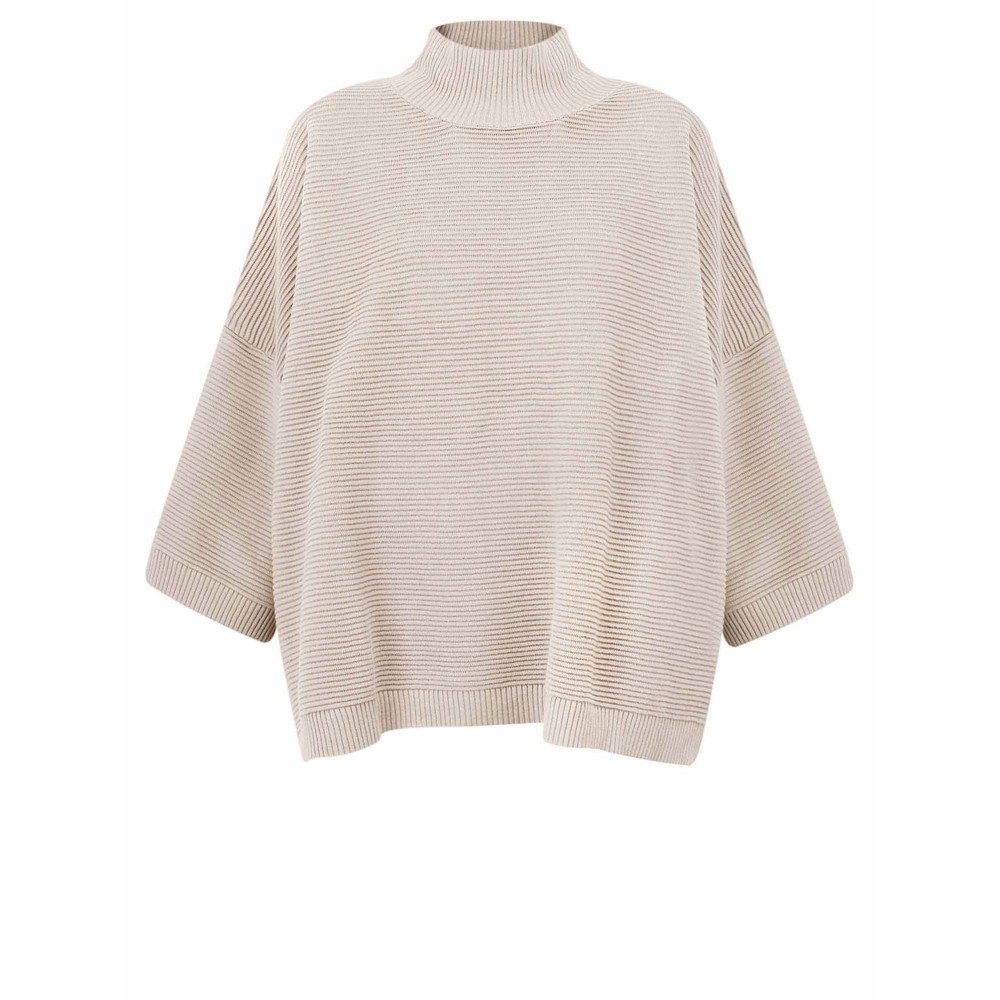 Chalk Vicki Stone Cotton Rib Jumper in Stone