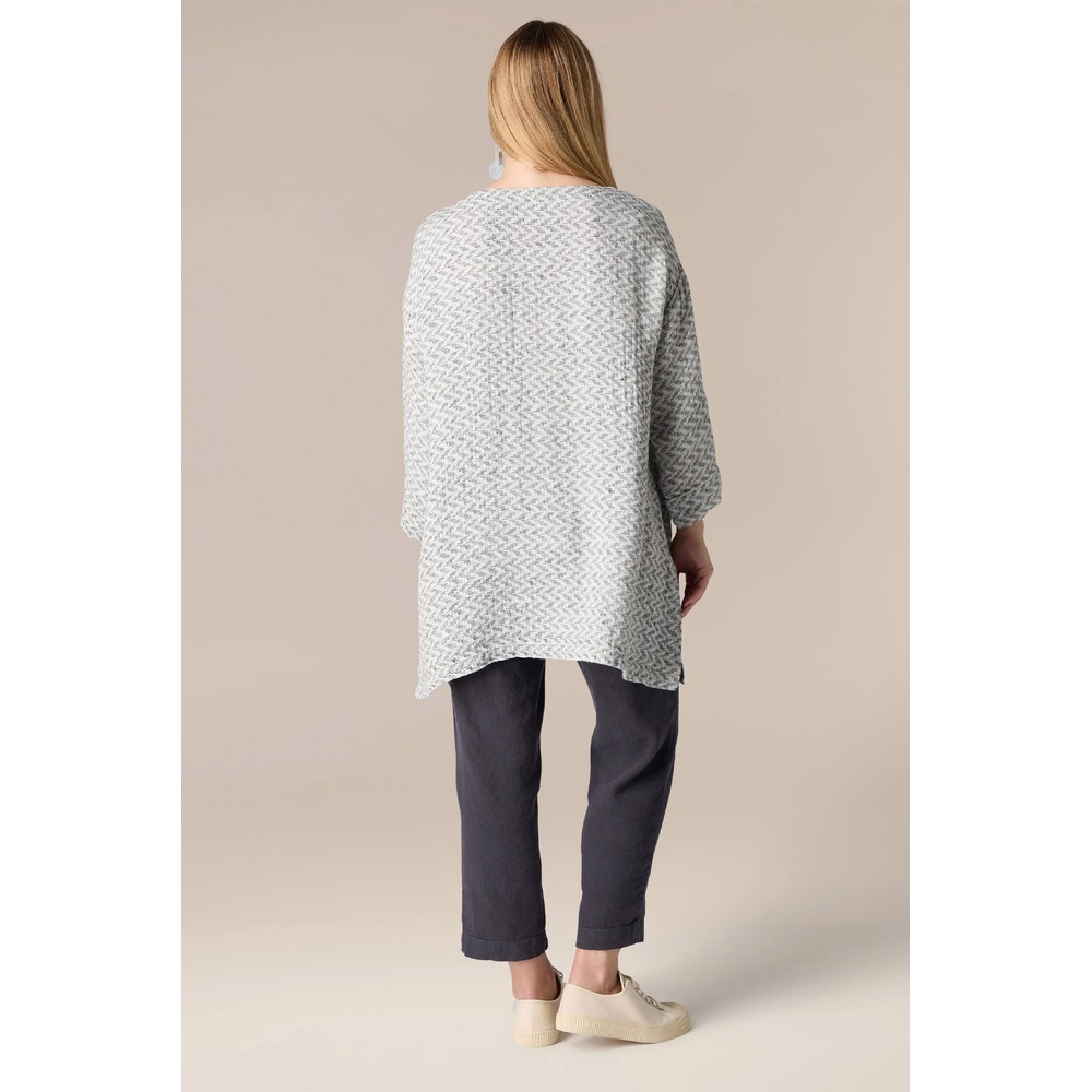 Sahara Abstract Linen Boxy Tunic in Black / White