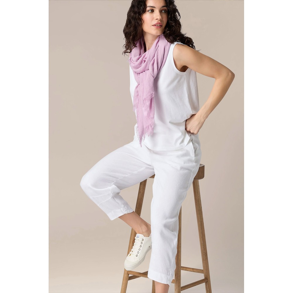 Sahara Twisted Linen Crop Bubble Trouser in White
